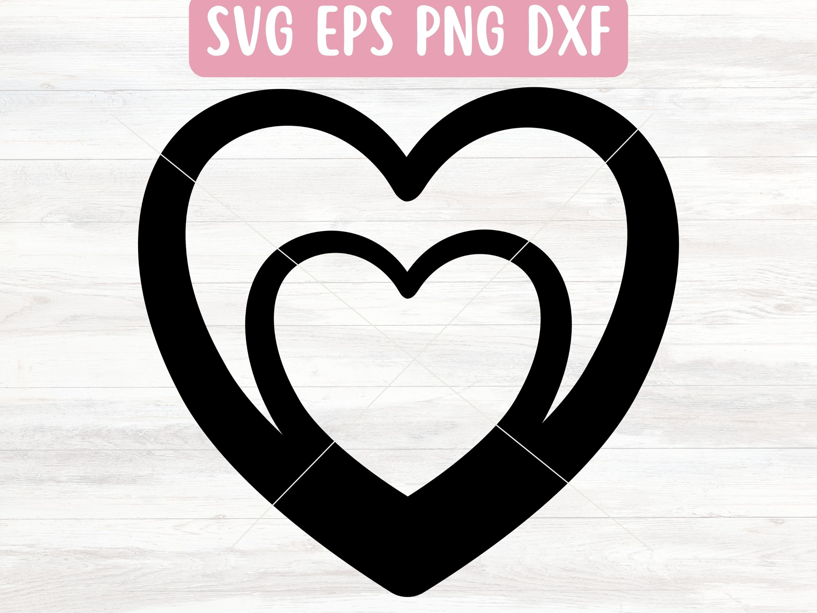 Double Heart SVG File for Cricut, Two Heart Vector, Heart Outline SVG ...
