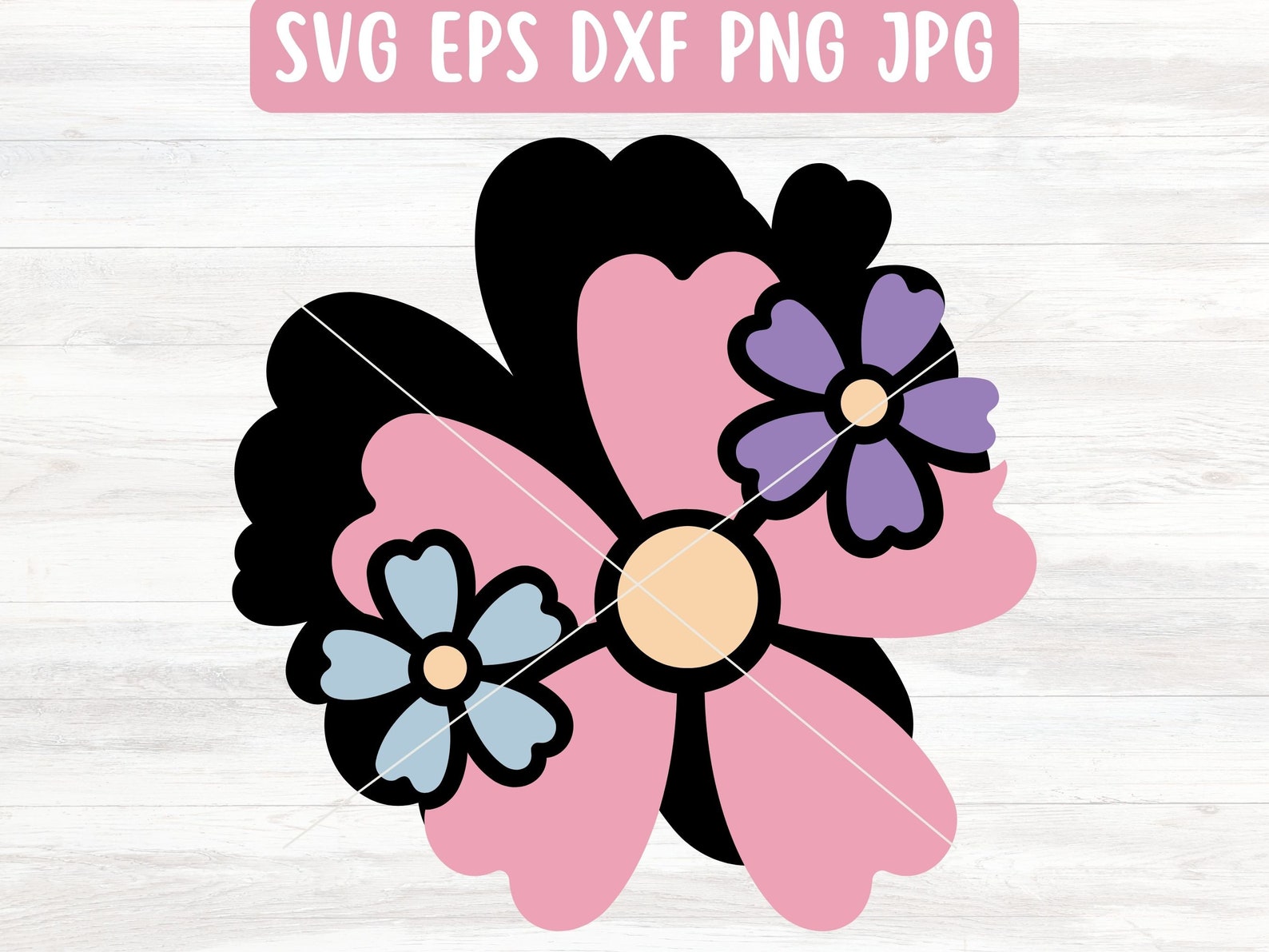 Simple Flower SVG File for Cricut, Layered Flower SVG for Silhouette ...