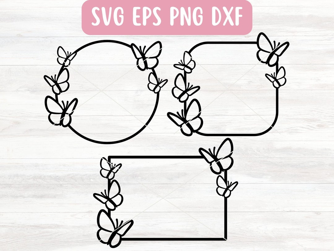 Butterfly Frame SVG Bundle for Cricut, Circle Frame SVG Vector, Cute ...
