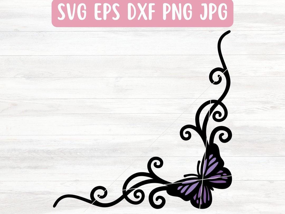 Corner Border SVG File for Cricut, Butterfly Border SVG for Silhouette ...