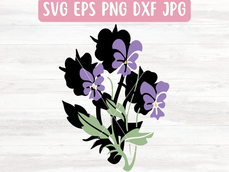 Violet Flower SVG File for Cricut, Pansy Flower PNG File Download ...