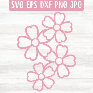 Simple Flower SVG File for Cricut, Flower Outline SVG for Silhouette ...