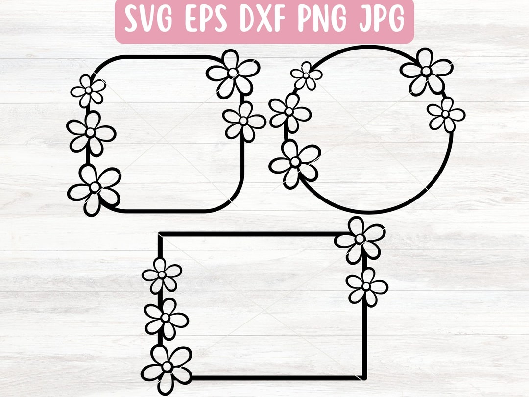 Flower Frame SVG Bundle for Cricut, Floral Circle SVG Vector, Cute ...