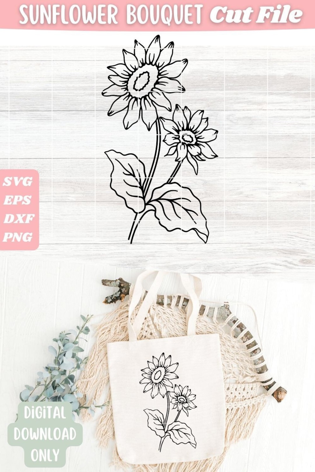 Sunflower Bouquet Svg File For Cricut Floral Sunflower Svg Etsy