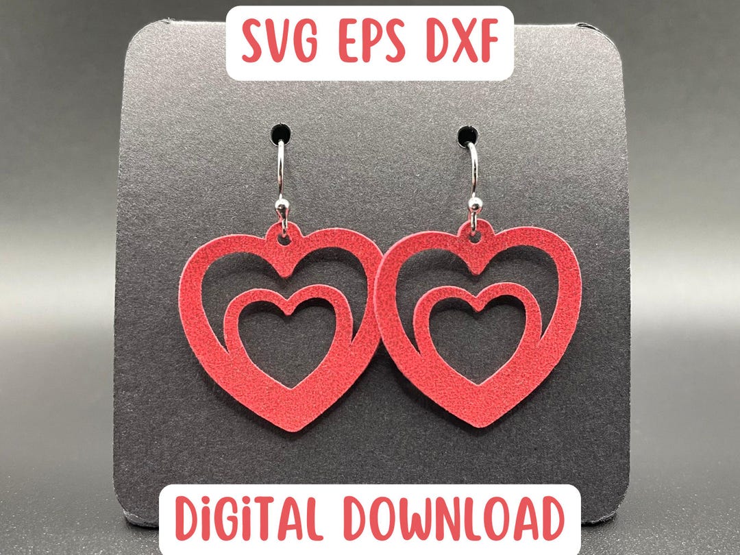 Heart Earring SVG Files for Cricut, Valentine Earring SVG for ...