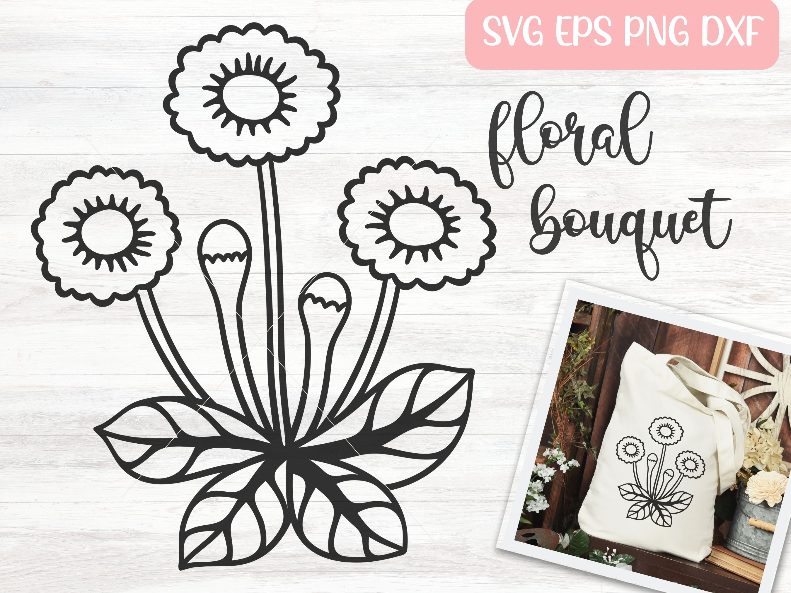 Simple Flowers SVG File for Cricut Floral Bouquet SVG for | Etsy