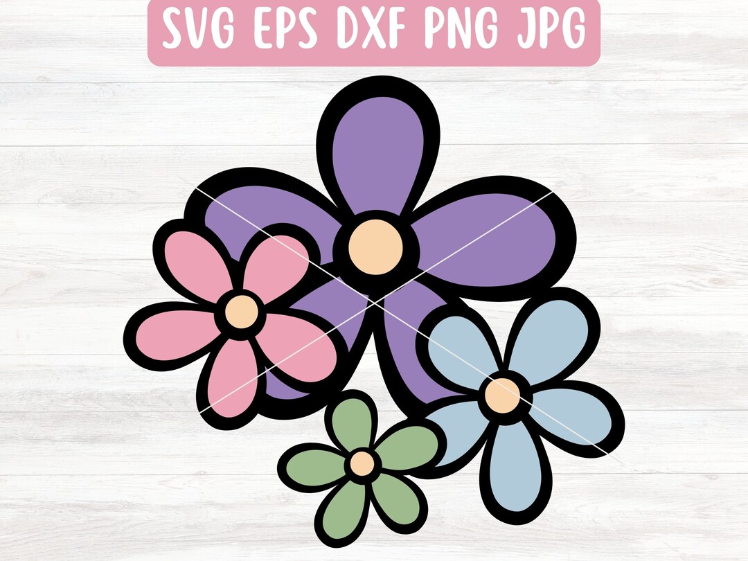 Retro Flower SVG File for Cricut, Layered Flower SVG for Silhouette ...
