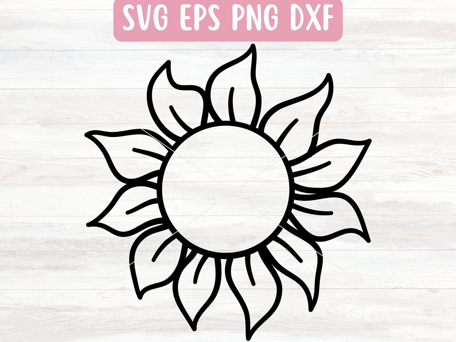 Simple Sunflower SVG File for Cricut, Sunflower Outline SVG for ...