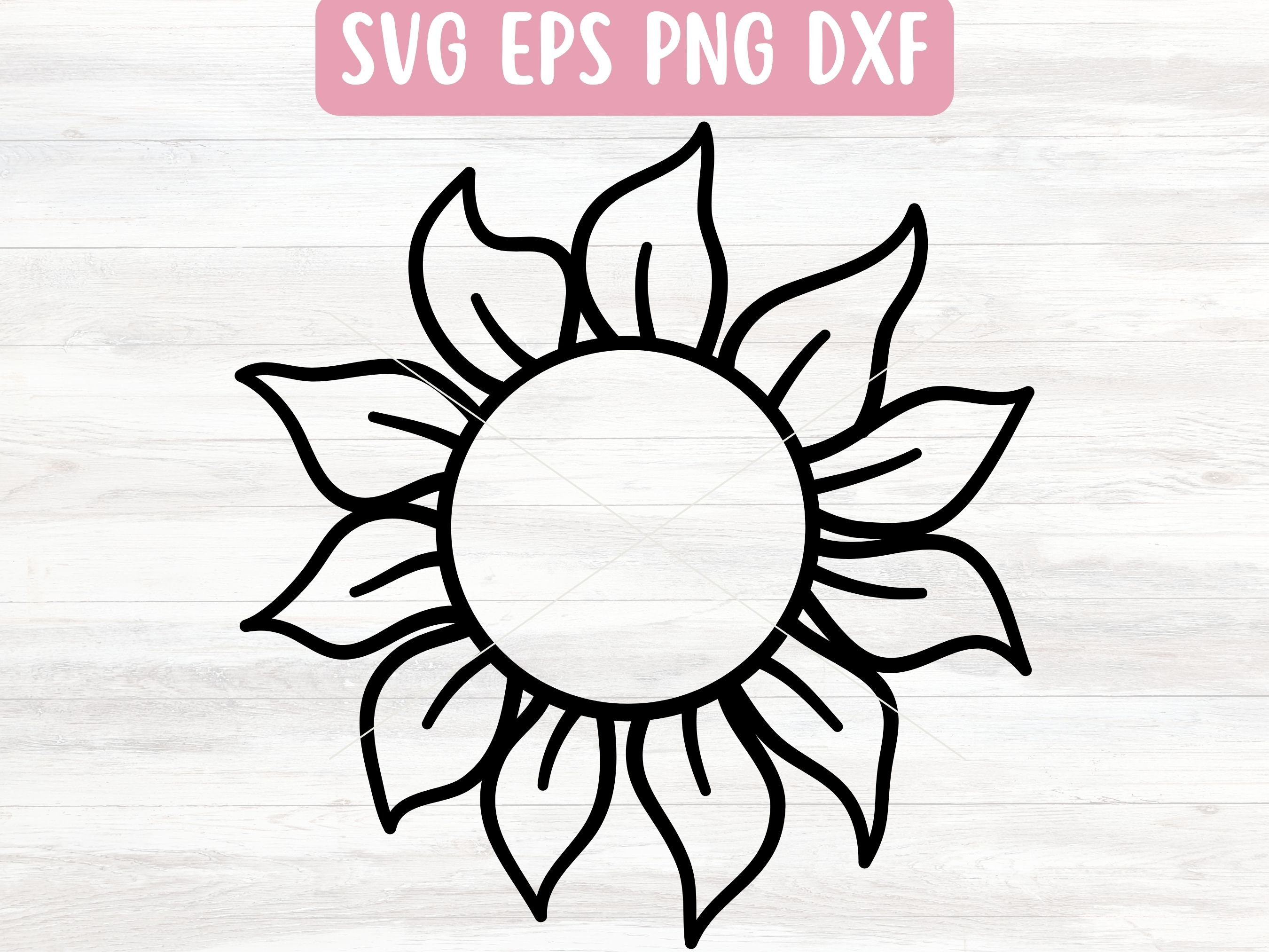Simple Sunflower SVG File for Cricut, Sunflower Outline SVG for ...
