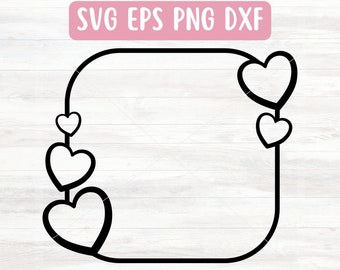 Heart Frame SVG File for Cricut, Valentines Border SVG Vector, Heart ...