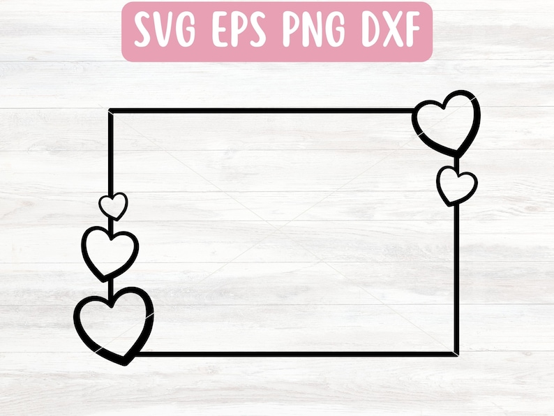 Heart Frame SVG File for Cricut, Valentines Border SVG Vector, Heart ...