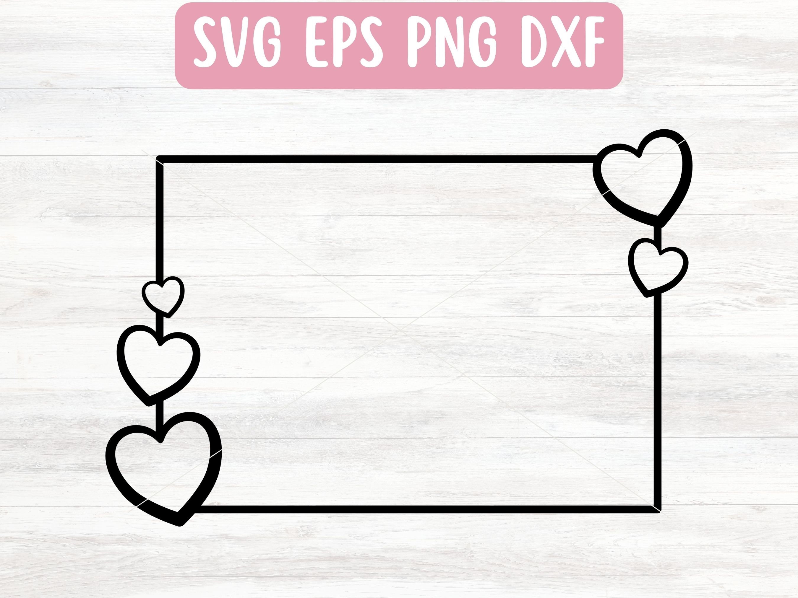 Heart Frame SVG File for Cricut, Valentines Border SVG Vector, Heart ...