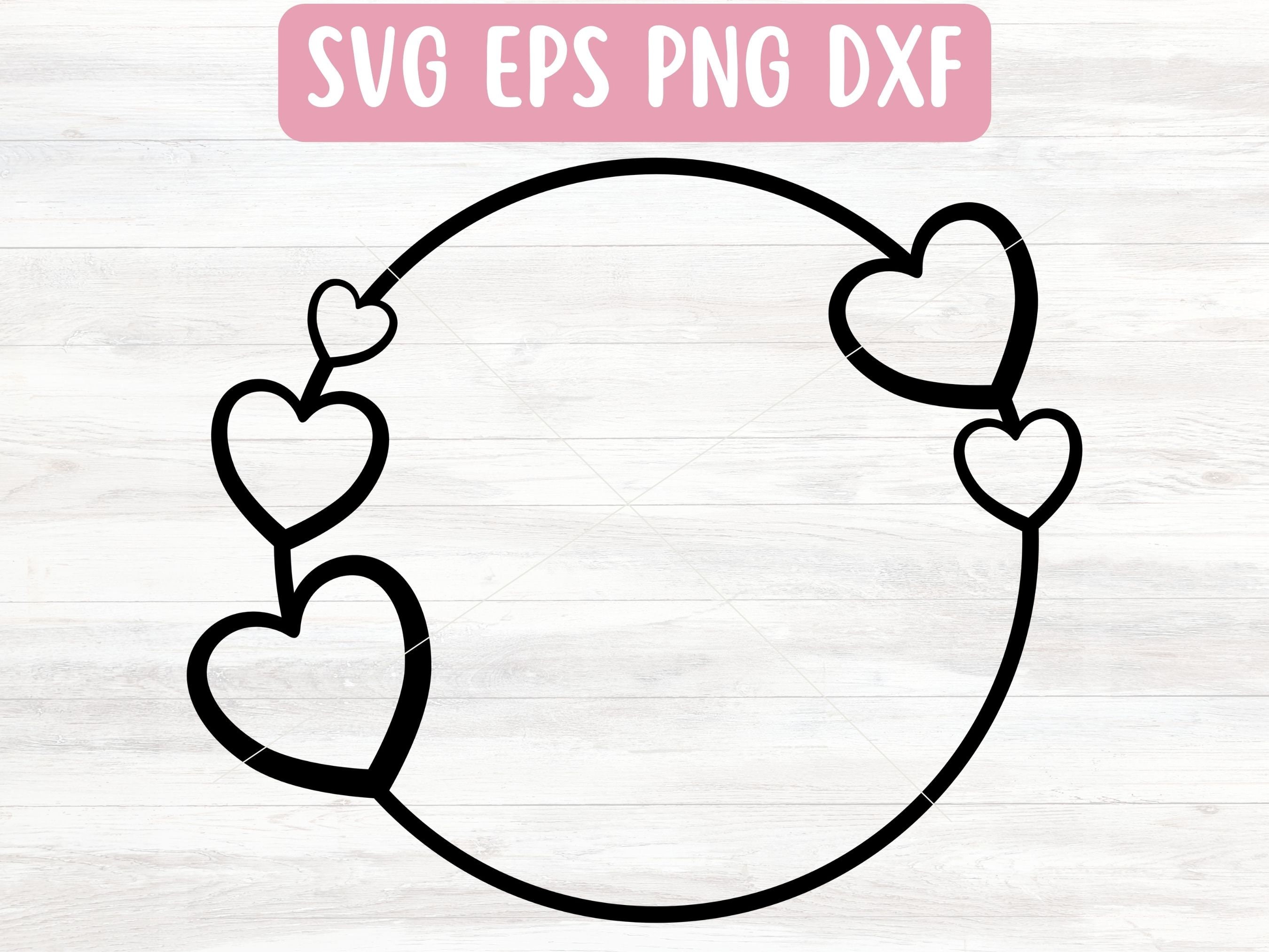 Heart Circle SVG File for Cricut, Valentines Frame SVG Vector, Heart ...