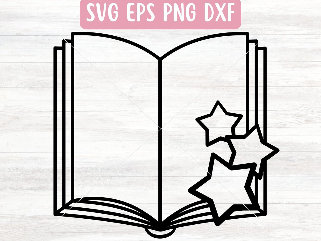 Open Book SVG File for Cricut, Reading SVG for Silhouette, Book Outline ...
