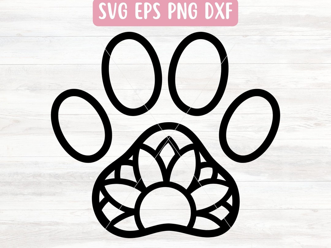 Paw Print Outline SVG File for Cricut, Dog Paw PNG, Sunflower Paw Print ...