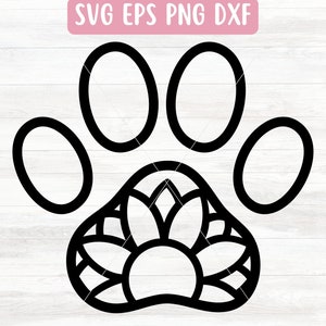 Paw Print Outline SVG File for Cricut, Dog Paw PNG, Sunflower Paw Print ...