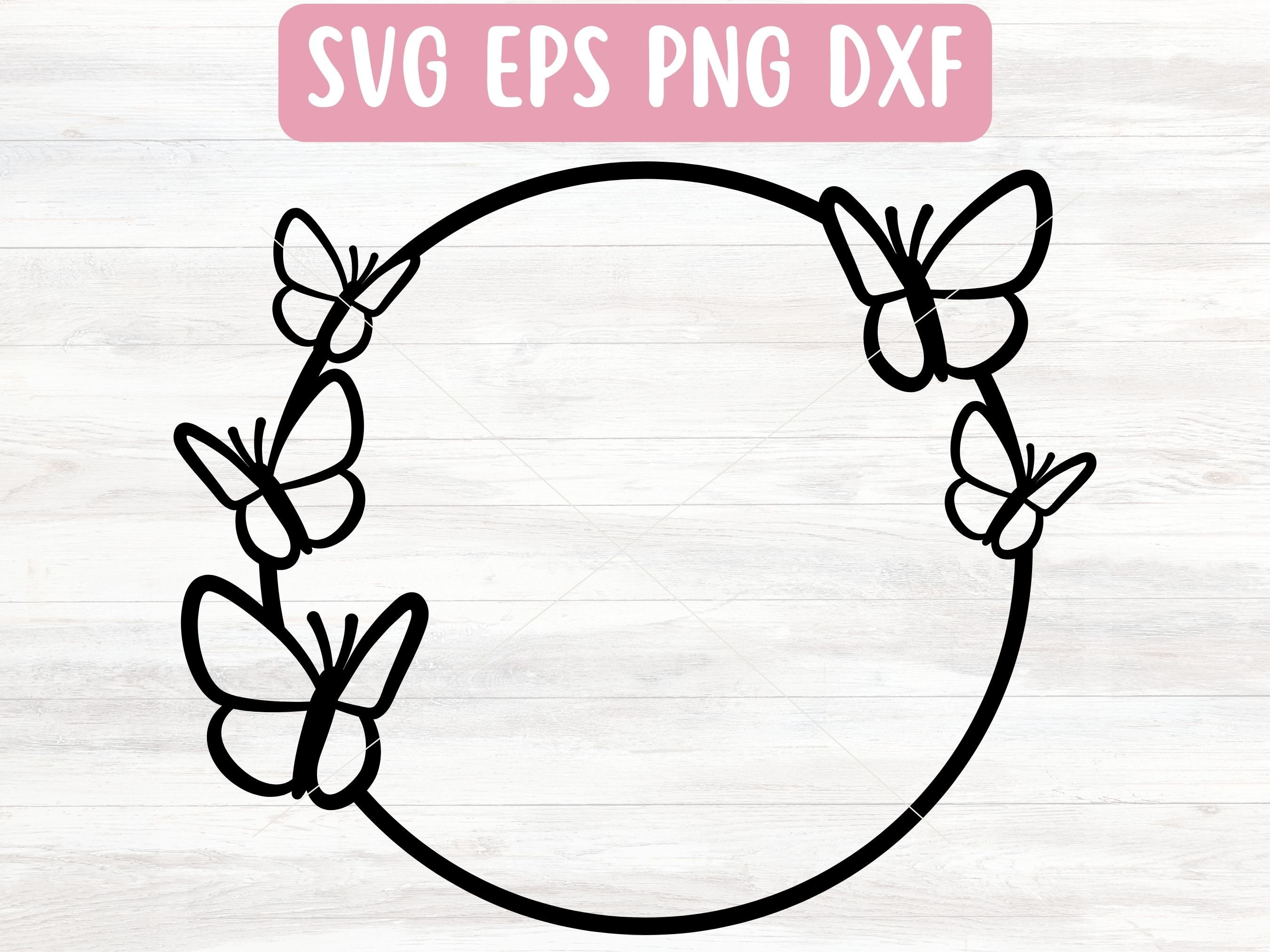Butterfly Wreath SVG File for Cricut, Cute Border Svg for Girls, Circle ...