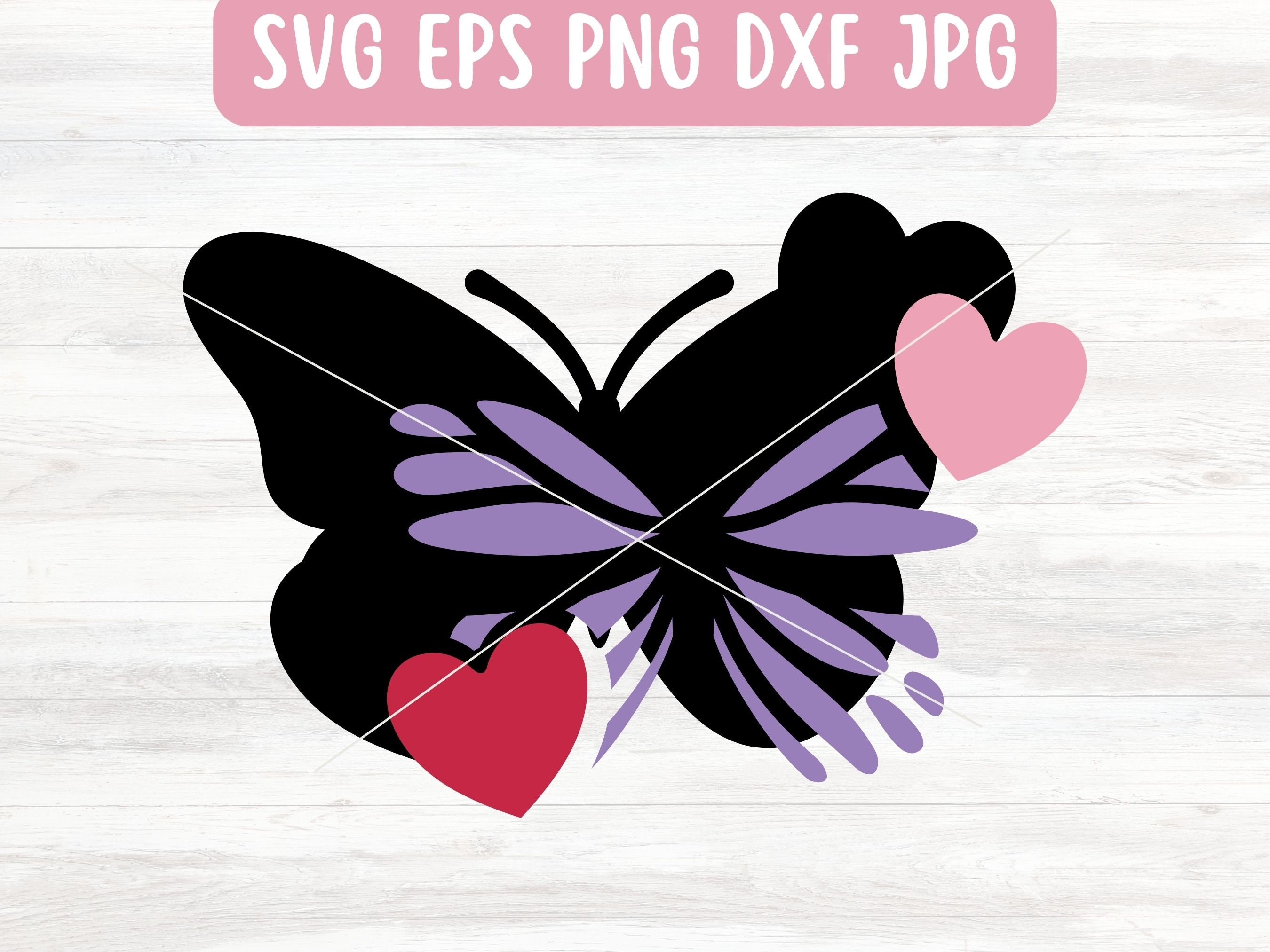 Butterfly Heart SVG File for Cricut, Cute Butterfly SVG for Silhouette ...