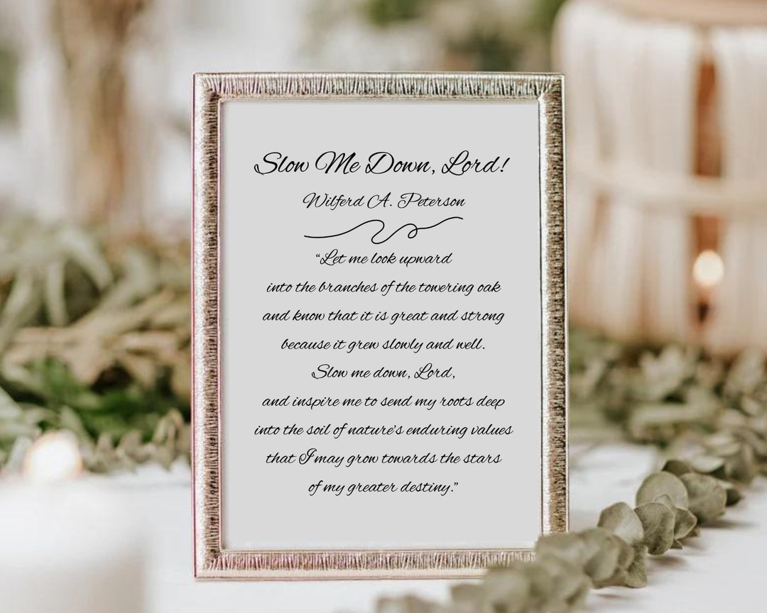 DIGITAL Print, Slow Me Down Lord, Poetry, Wilferd A.peterson, Poetry ...