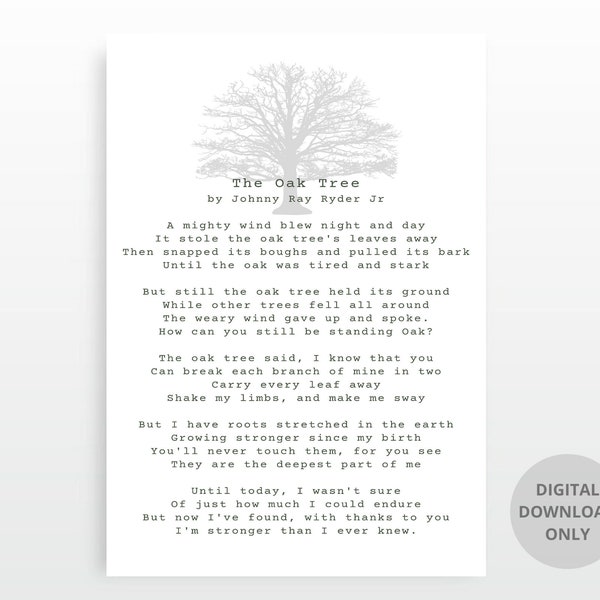 Oak Tree Poem - Etsy