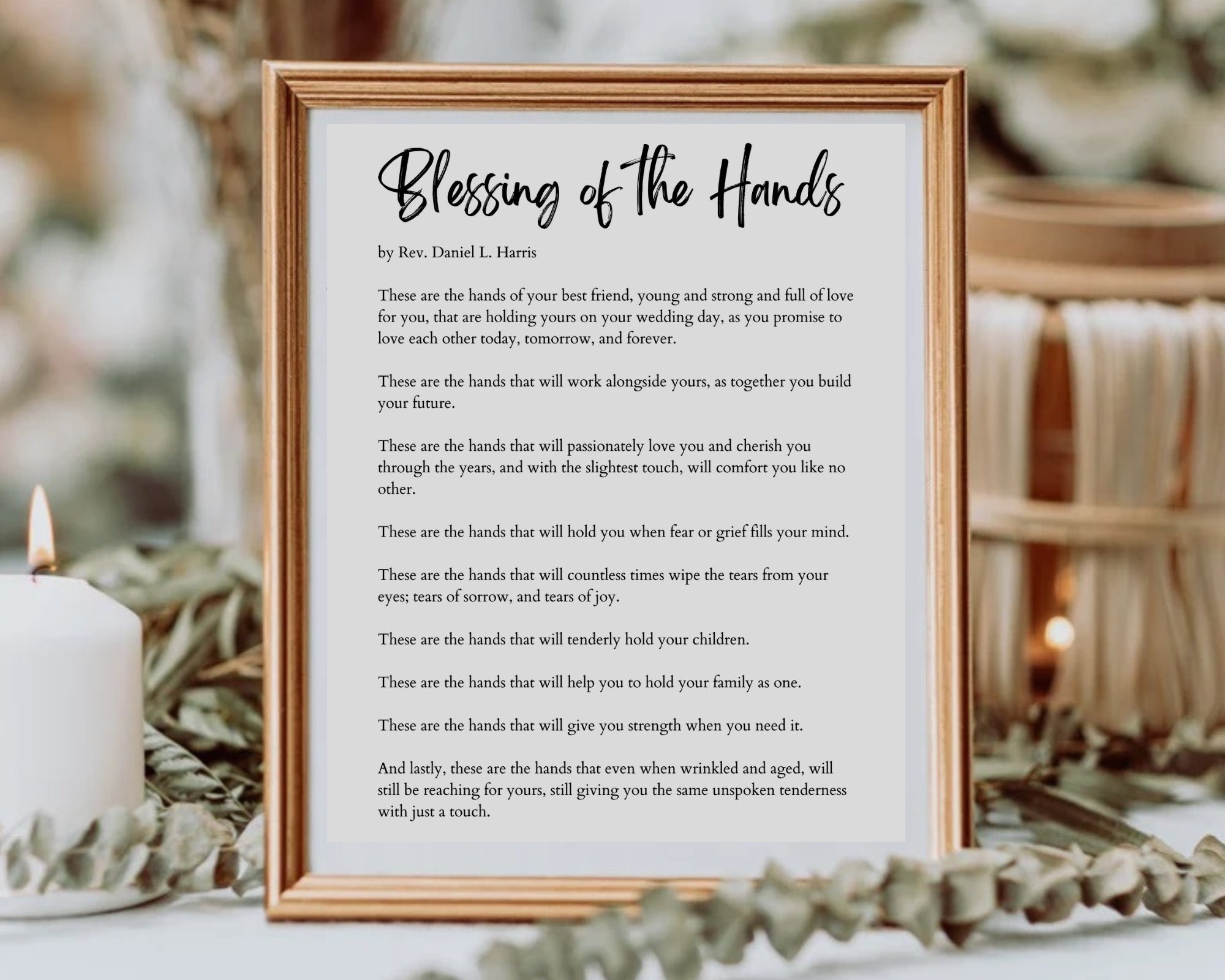DIGITAL Print, Blessing of the Hands, Wedding Vows, Marriage Print ...