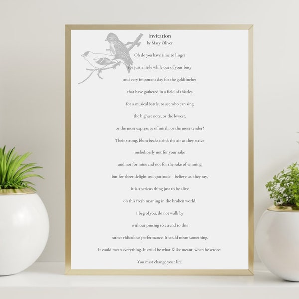 Mary Oliver Wall Art Etsy