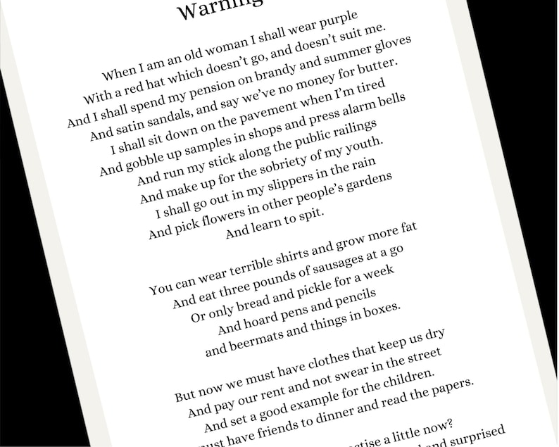 When I Am Old I Shall Wear Purple Print - Jenny Joseph Poem (digital ...