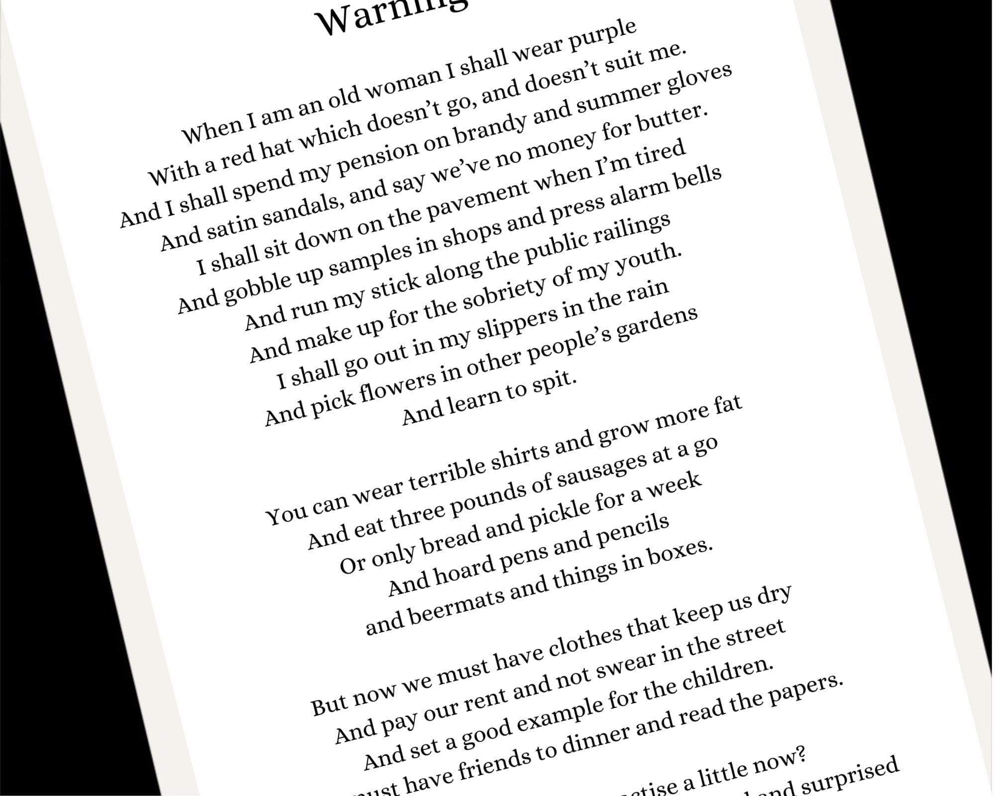 When I Am Old I Shall Wear Purple Print - Jenny Joseph Poem (digital ...