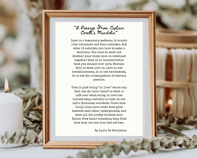 DIGITAL Print, Printable, Wedding Poem, Captain Corelli's Mandolin ...