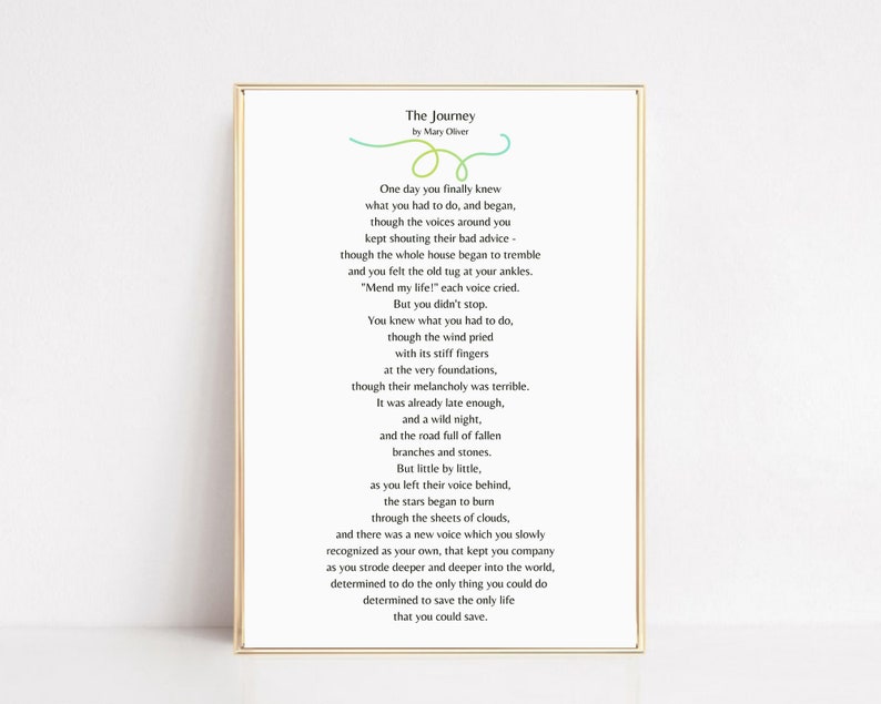 The Journey Mary Oliver The Journey Poem Poem T Wall Etsy