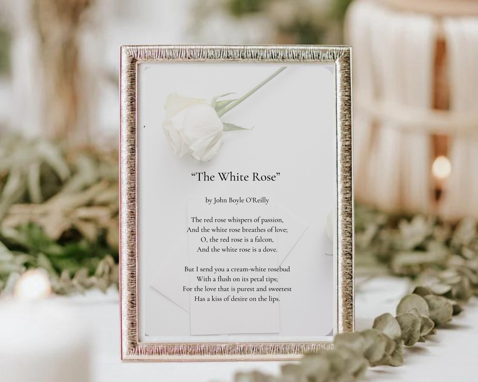 The White Rose Poem, Love Poem, Print, Love, Poem, for Her, Poetry, Art ...
