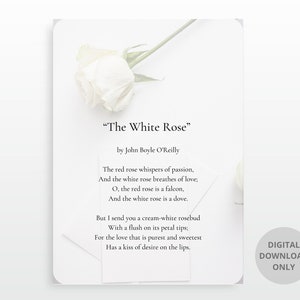 DIGITAL Print, the White Rose Poem, Love Poem, Love, Poem, for Her ...