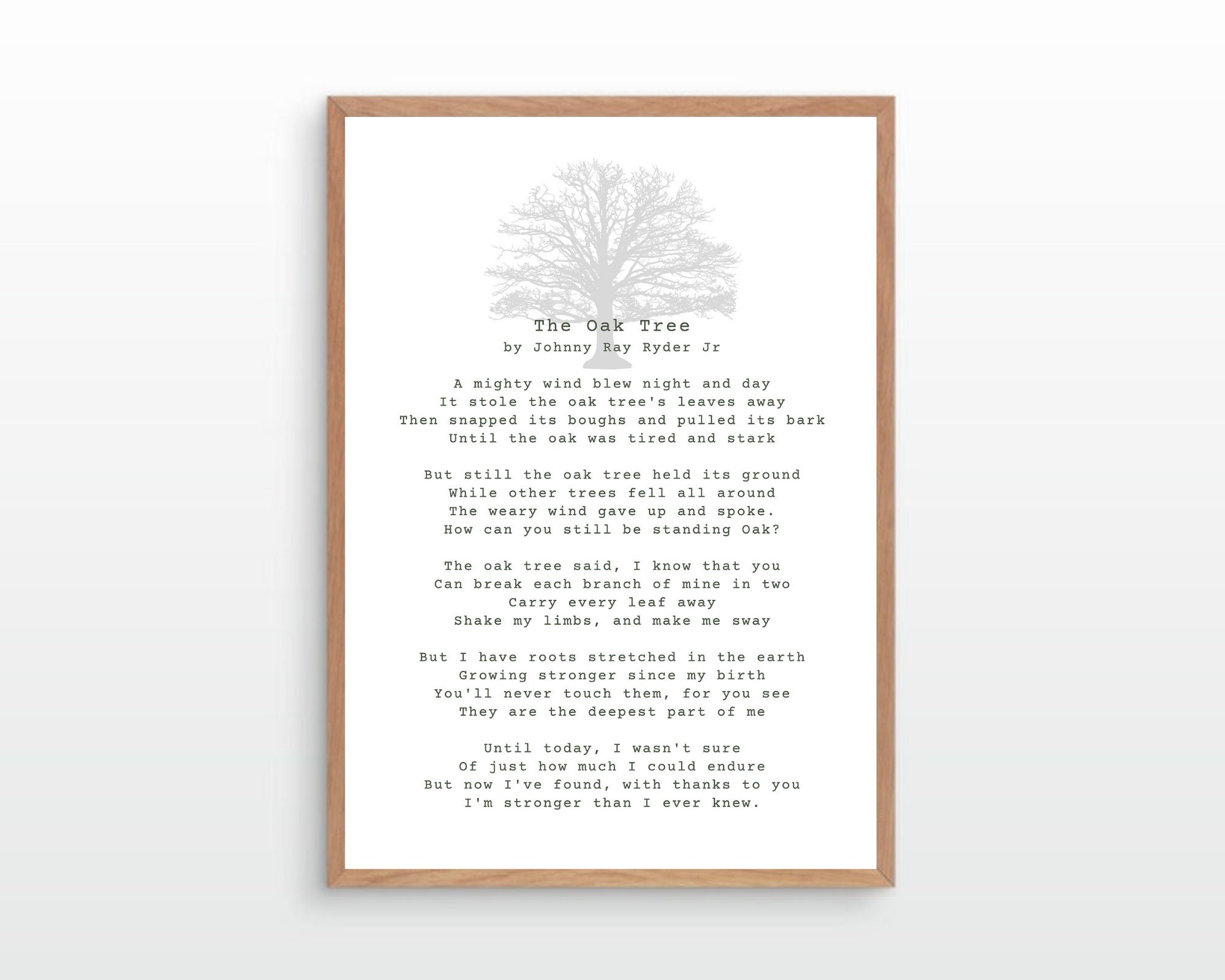 The Oak Tree, Poem Print, Wall Art, Home Decor, Digital Download ...