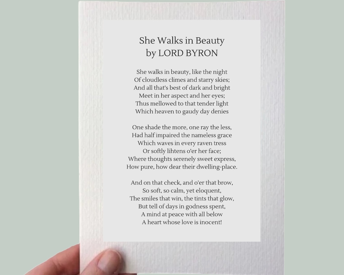 DIGITAL Print, Lord Byron, Famous Poems, Wall Poem, Instant Poem, Gifts ...