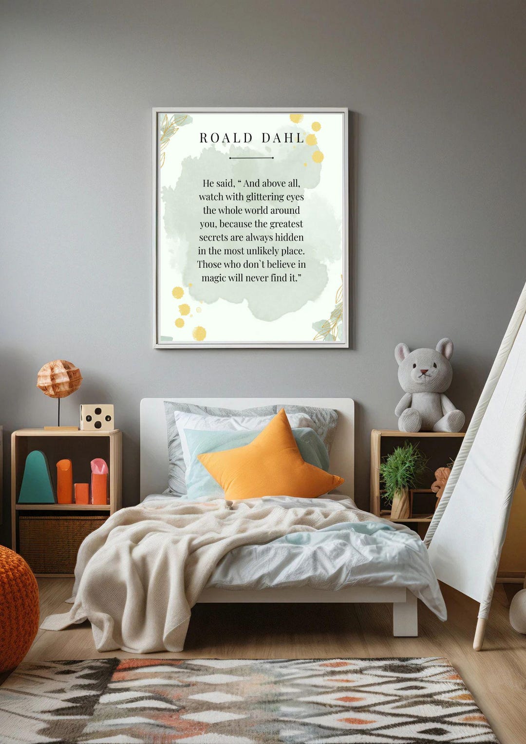 Roald Dahl, Quote, Printable Wall Art, Nursery or Baby Gift, Poetry ...