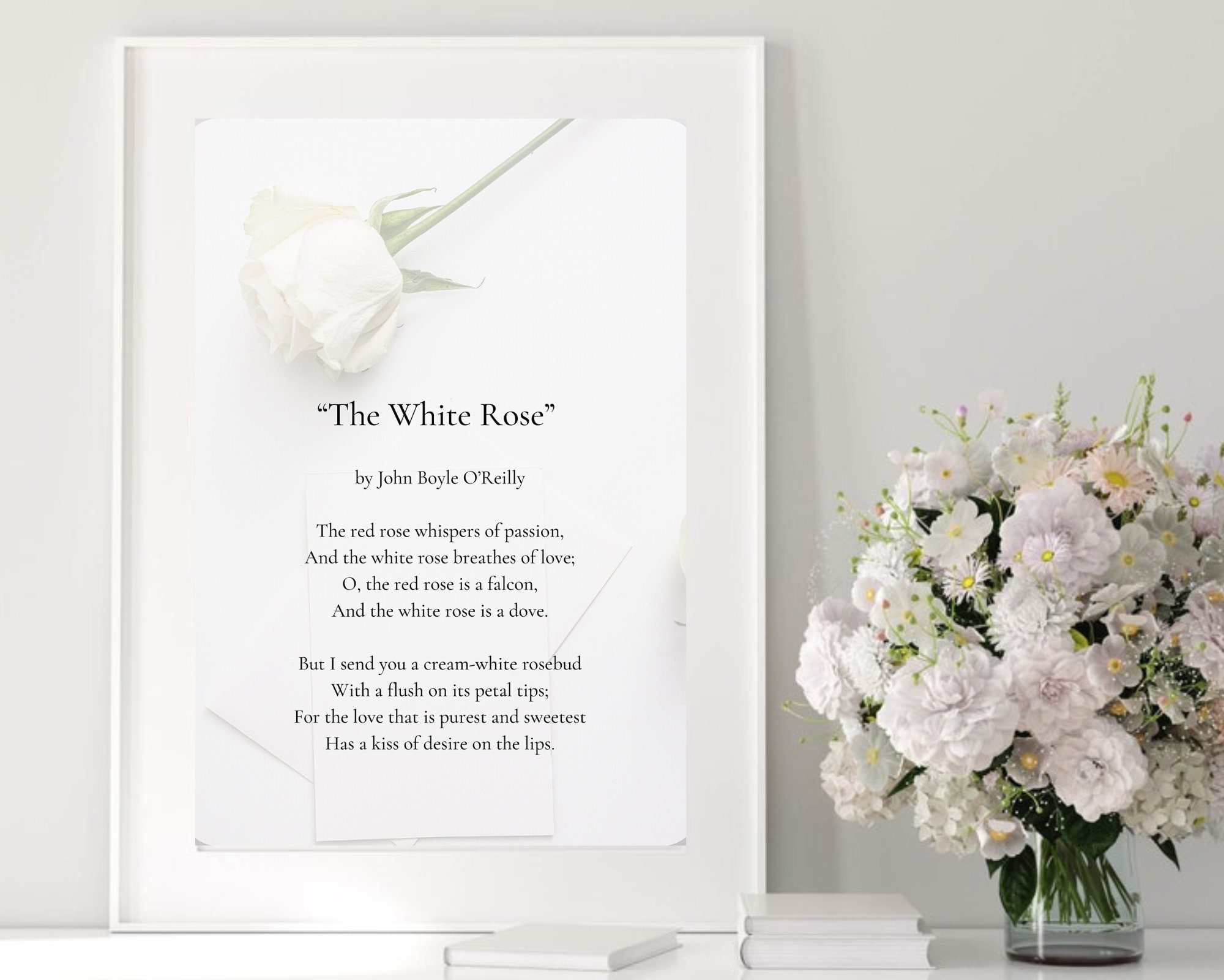 DIGITAL Print, the White Rose Poem, Love Poem, Love, Poem, for Her ...