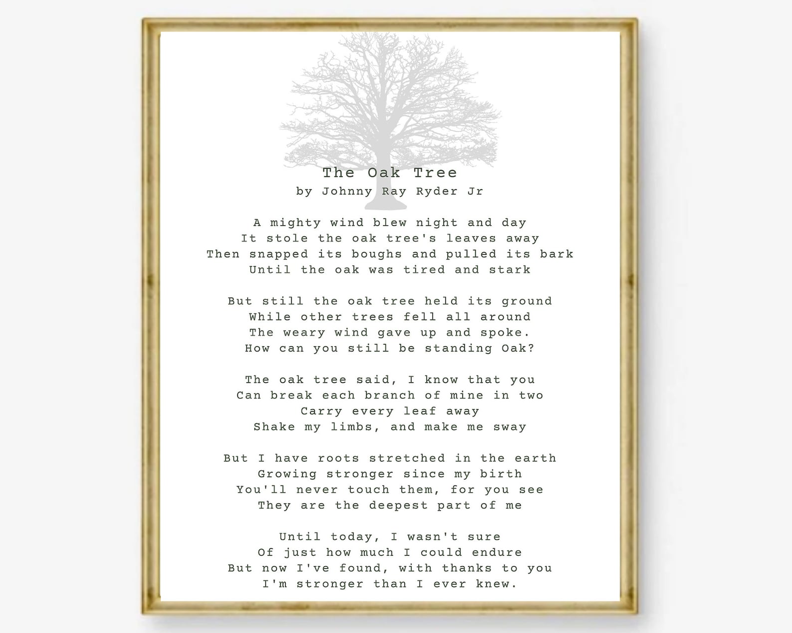 The Oak Tree, Poem Print, Wall Art, Home Decor, Digital Download ...
