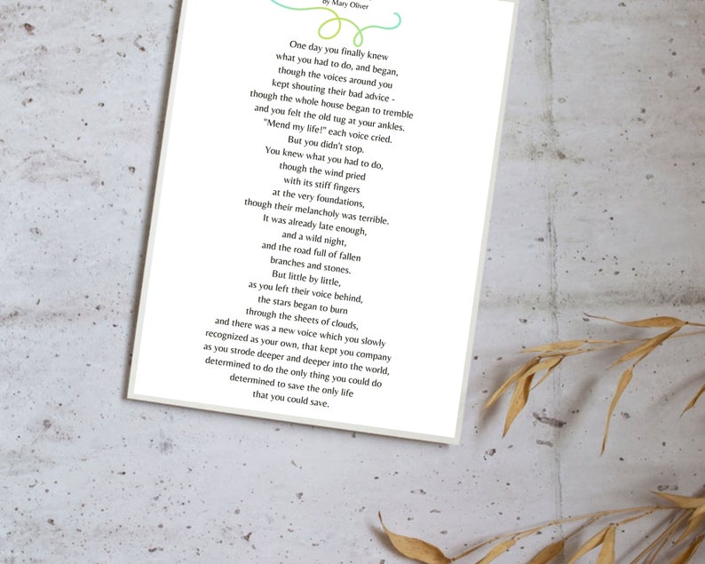 The Journey Mary Oliver The Journey Poem Poem T Wall Etsy