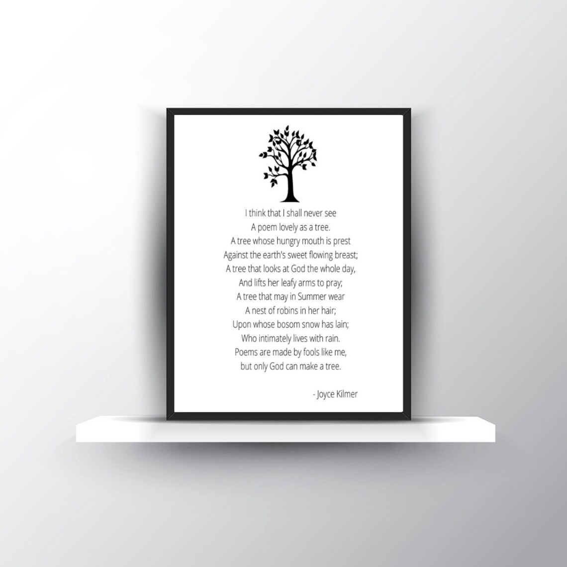 Printable Poem Joyce Kilmer Trees Poem Quote Instant | Etsy