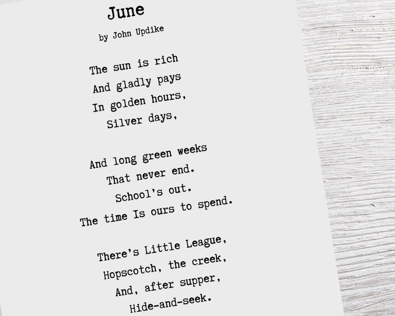 DIGITAL Print, John Updike, Poem, Print, Poetry, Poster, Art, Literary ...