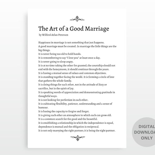 The Art of Marriage Poem Print Wilferd A. Peterson - Etsy