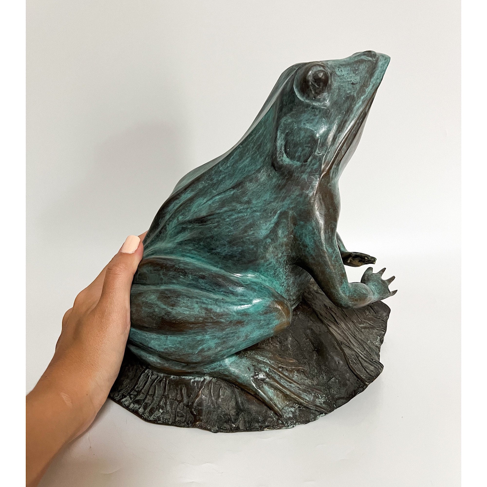 Bronze Frog Sculpture, Garden Pond Accent, Animal Artwork, Outdoor ...