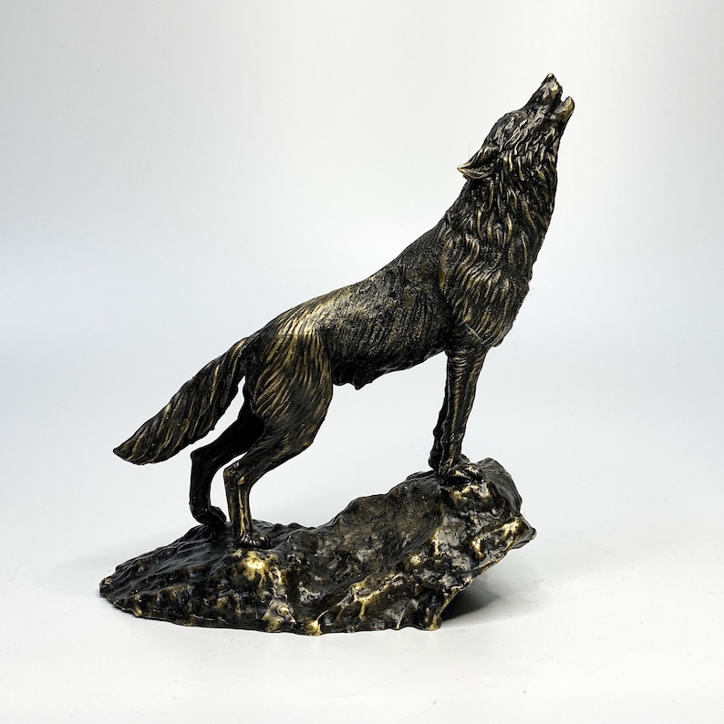 Bronze Wolf Sculpture Bronze Statue Wolf on a Stand Home | Etsy