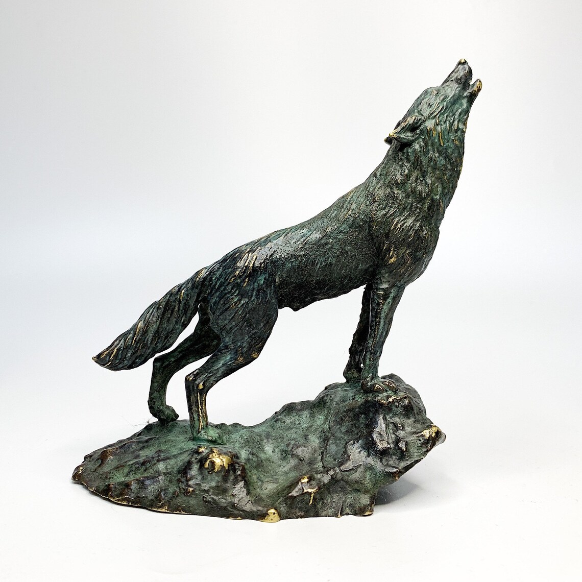 Bronze Wolf Sculpture Bronze Statue Wolf on a Stand Home | Etsy