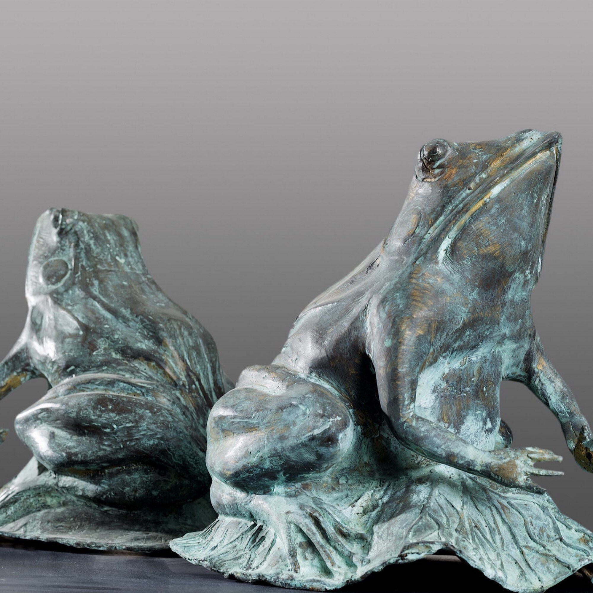 Bronze Frog Sculpture, Garden Pond Accent, Animal Artwork, Outdoor ...