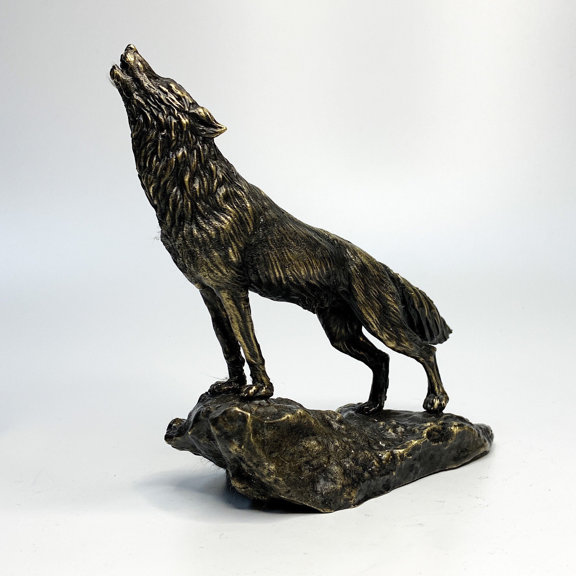 Bronze Wolf Sculpture Bronze Statue Wolf on a Stand Home | Etsy