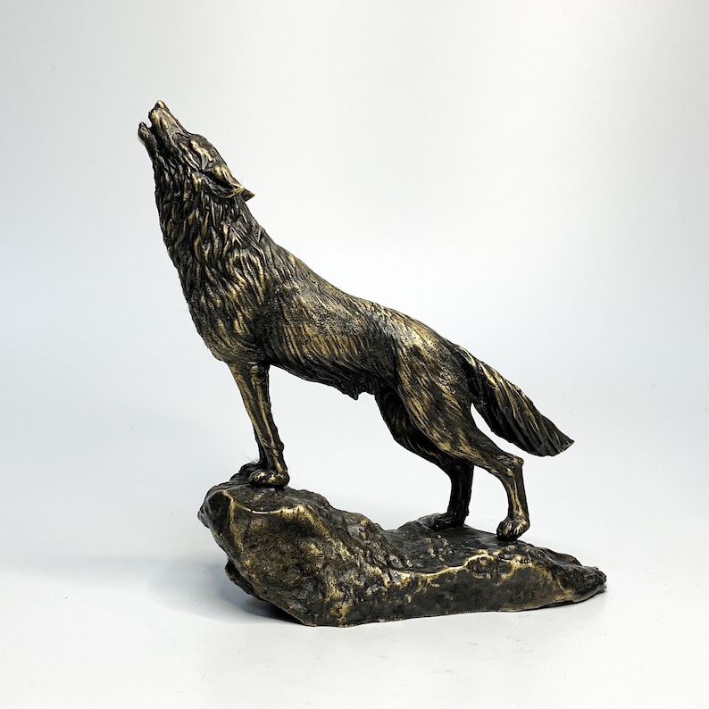 Bronze Wolf Sculpture Bronze Statue Wolf on a Stand Home | Etsy