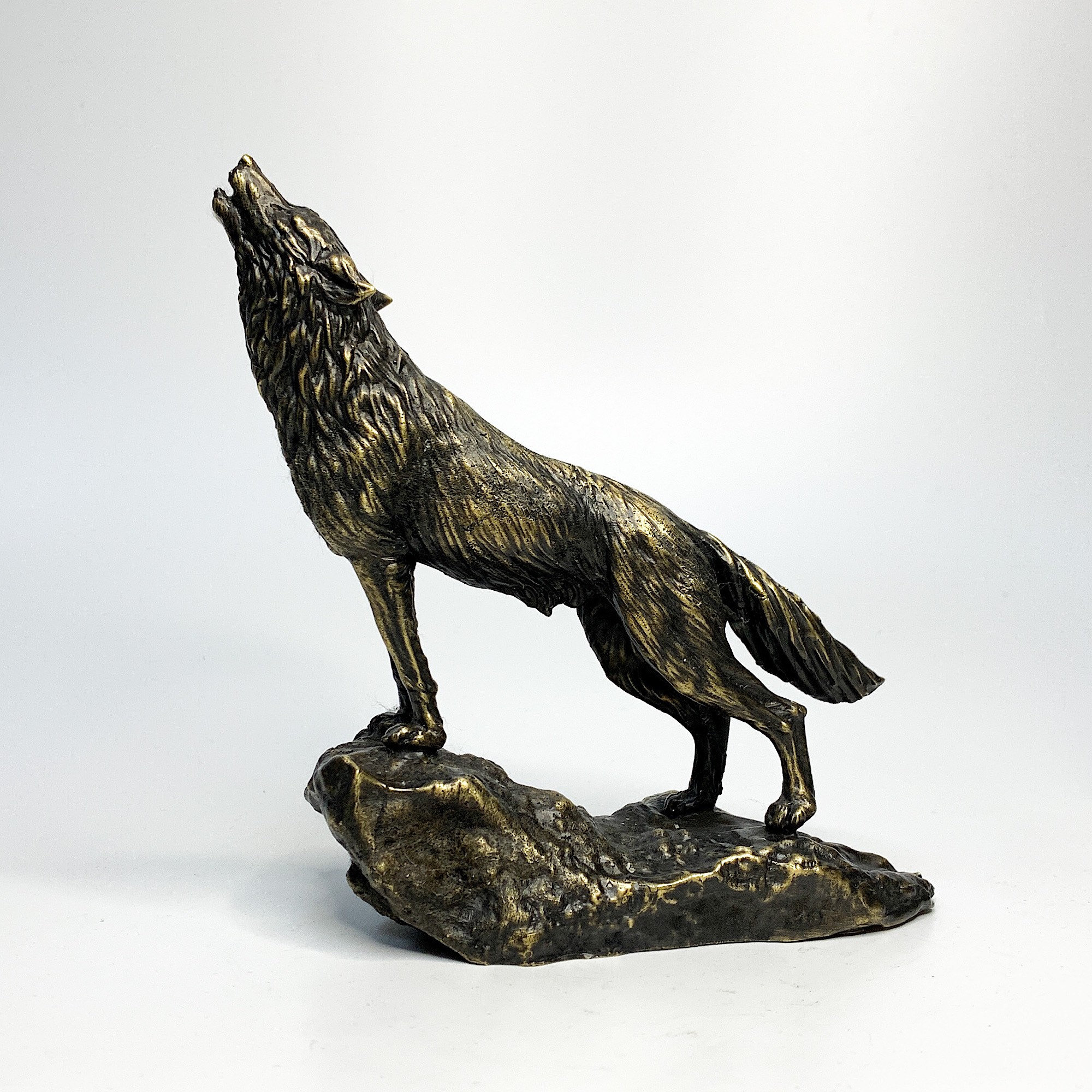 Bronze Wolf Sculpture Bronze Statue Wolf on a Stand Home | Etsy