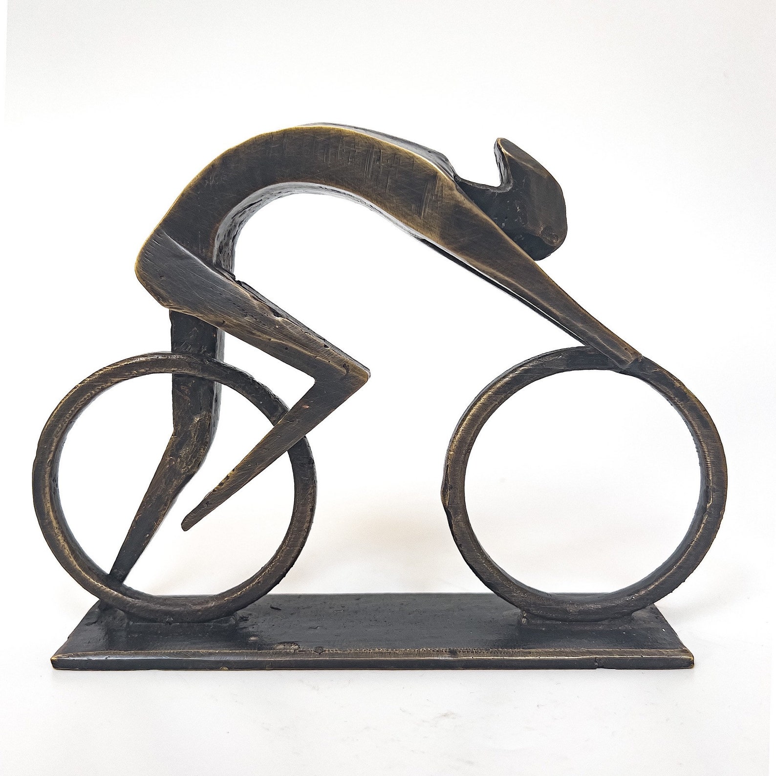 Bronze Bicycle Statue, Bicyclist Figure, Collectible Bike Sculpture ...