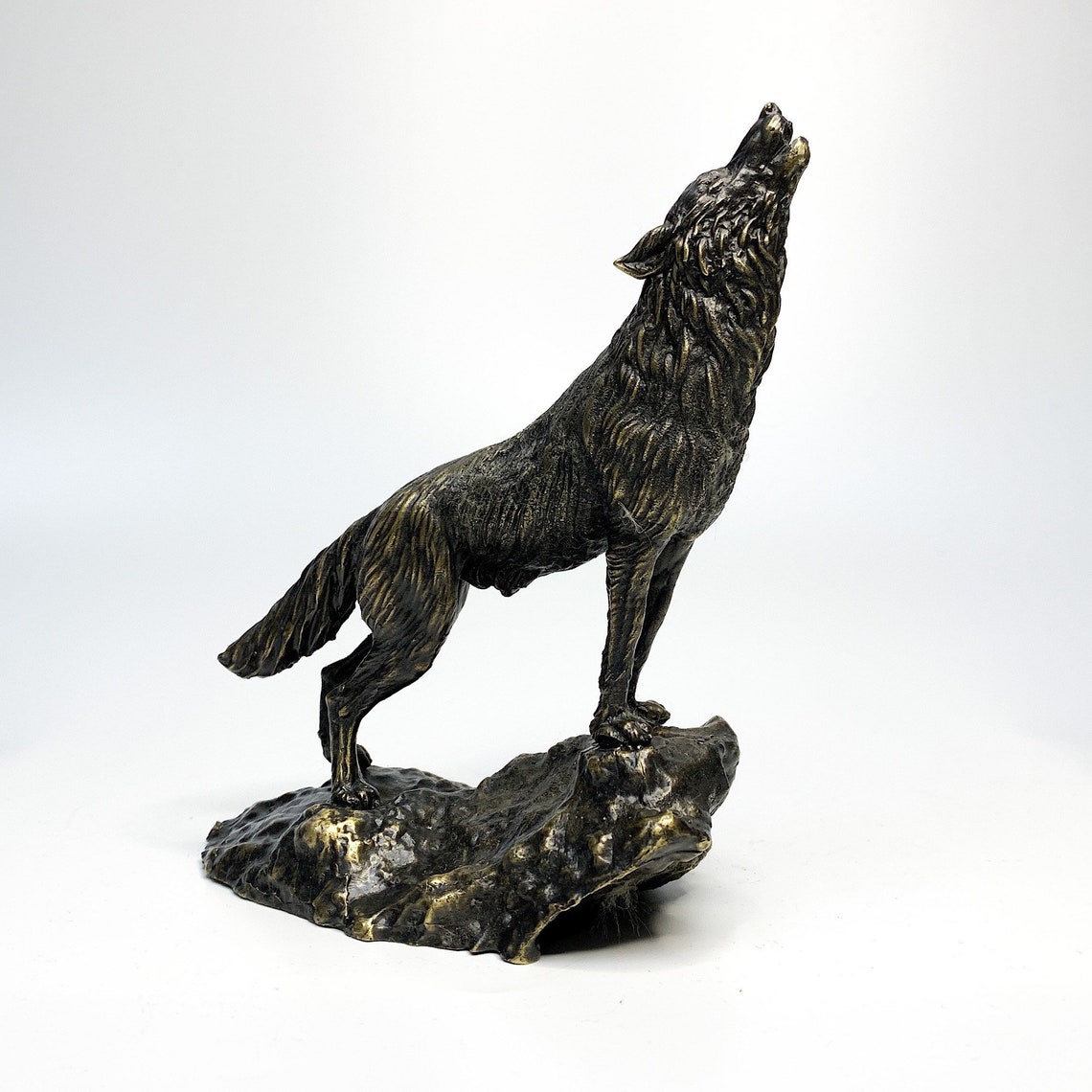 Bronze Wolf Sculpture Bronze Statue Wolf on a Stand Home | Etsy